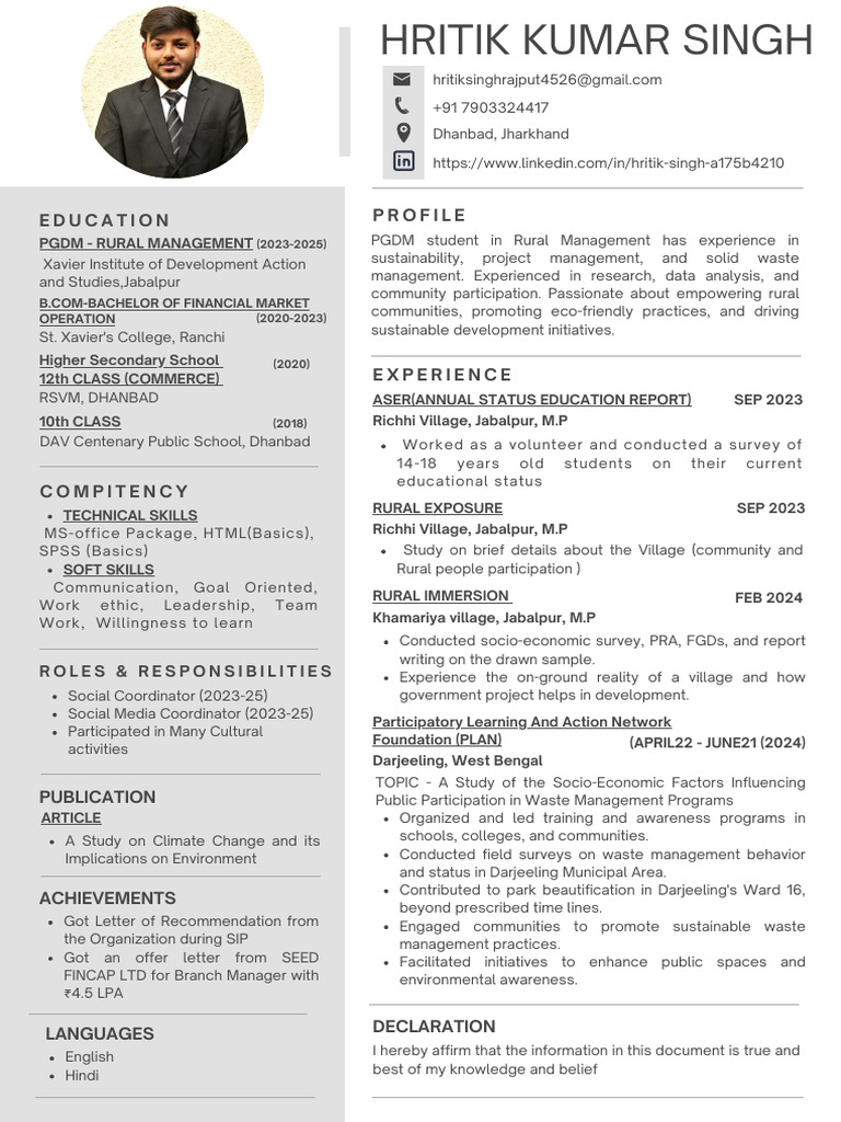 Hritik Kumar Singh CV Final | PDF