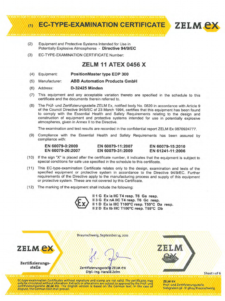 Zelm 11 Atex 0456-X | PDF