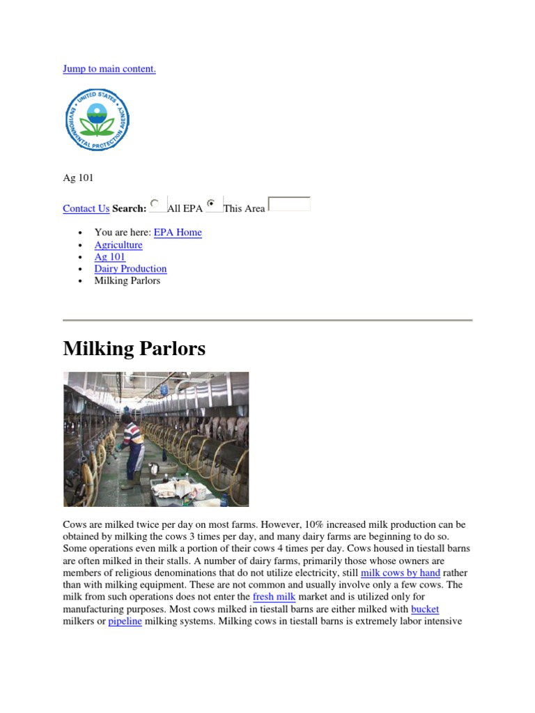 Types of Milking Parlors Explained | PDF | Chicken | Dairy