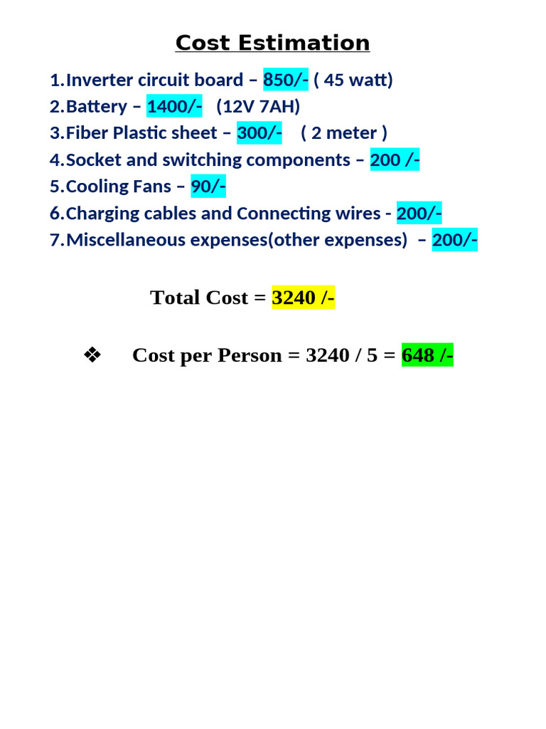Cost Estimation | PDF