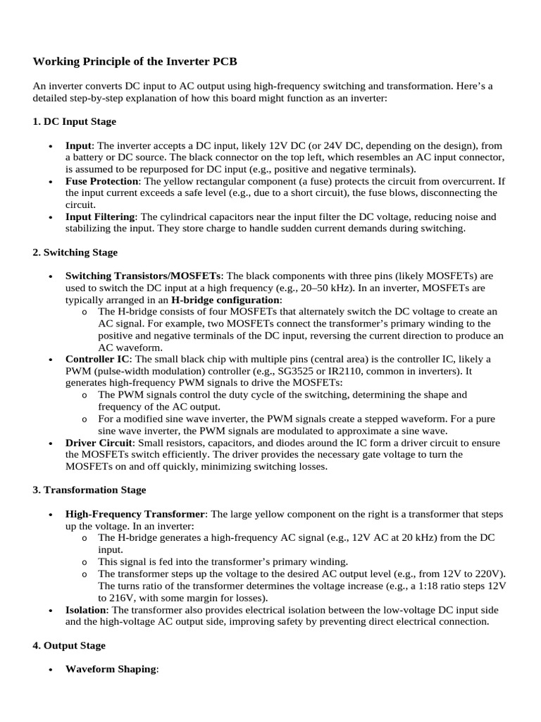 Working Principle of The Inverter PCB | PDF | Power Inverter | Alternating Current