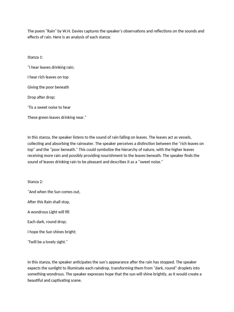 The Poem - Rain Reference To context-WPS Office | PDF | Rain