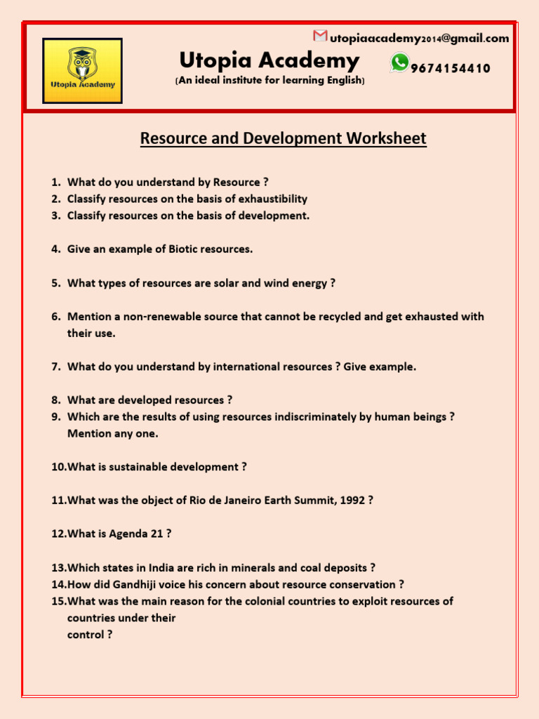 Resources and Development | PDF