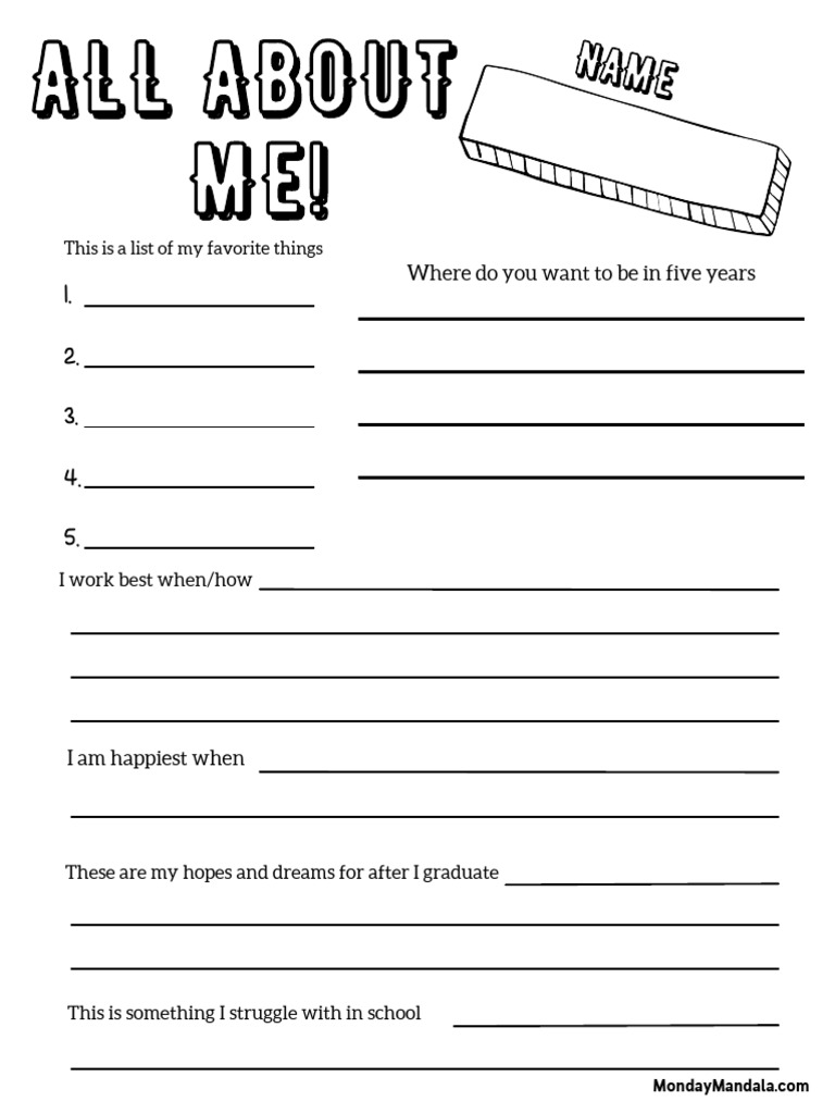 All About Me Worksheet for Students | PDF