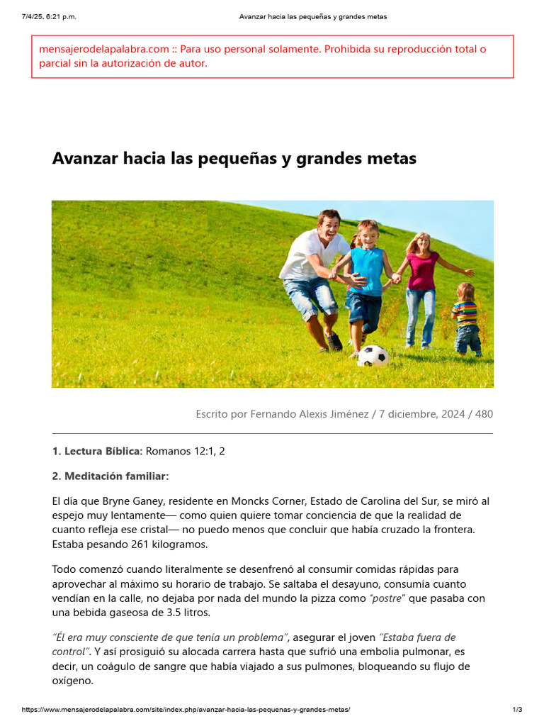 Avanzar Hacia Las Pequeñas y Grandes Metas | PDF