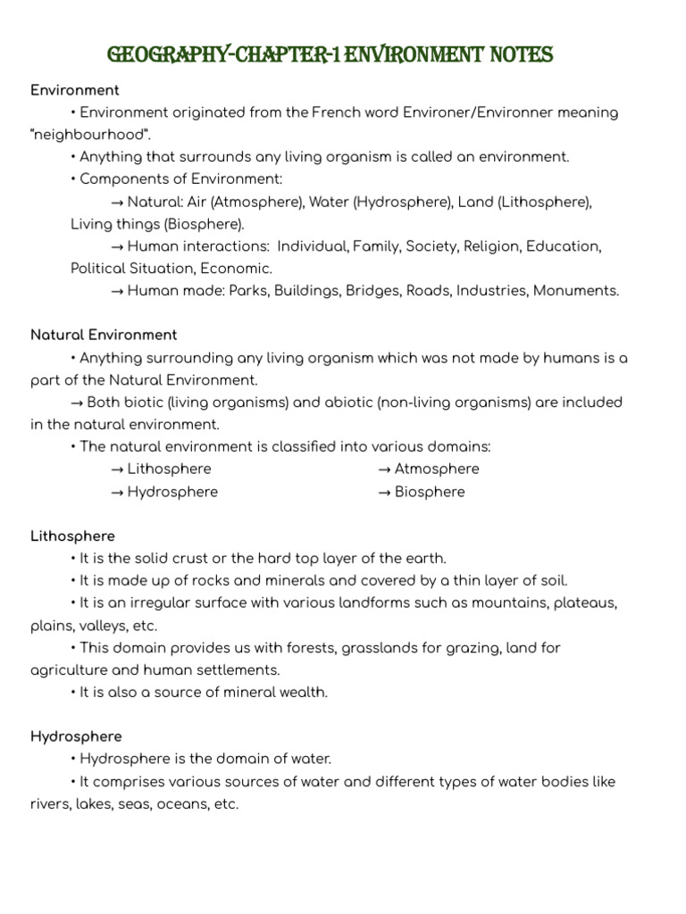 Class 7 Environment Components Explained | PDF | Natural Environment ...