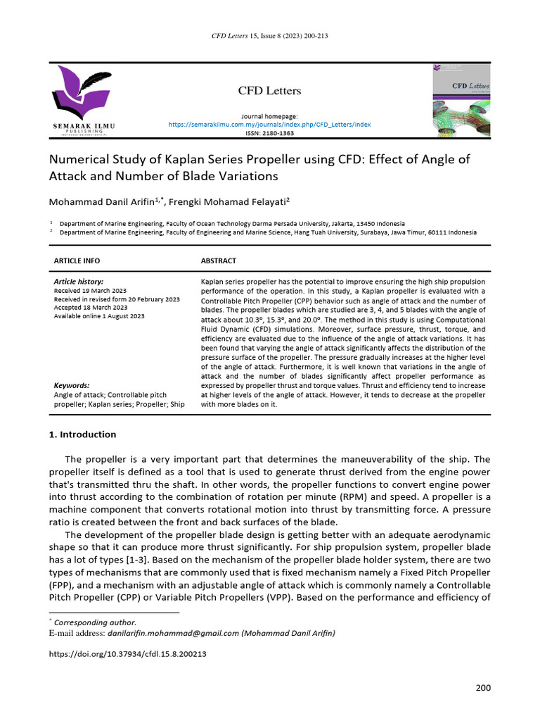 Numerical Study of Kaplan Series Propell | PDF | Propeller | Thrust