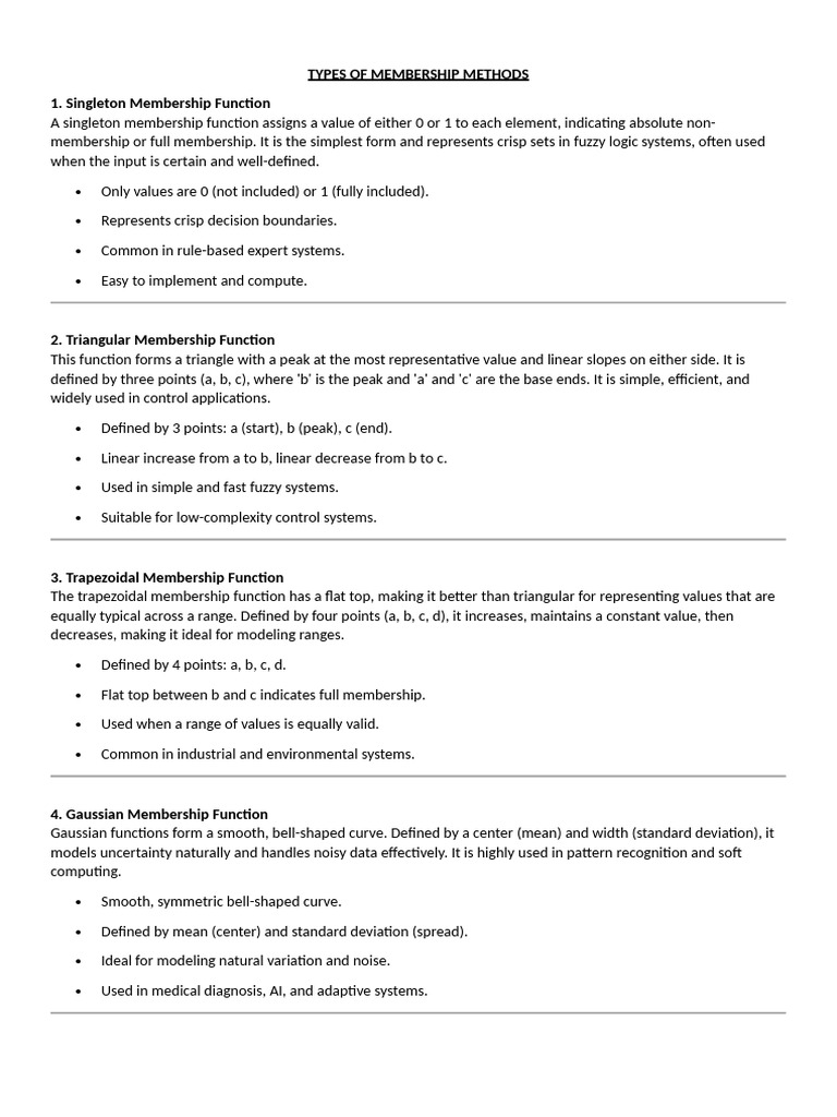 Types of Membership Functions in Fuzzy Logic | PDF | Fuzzy Logic ...