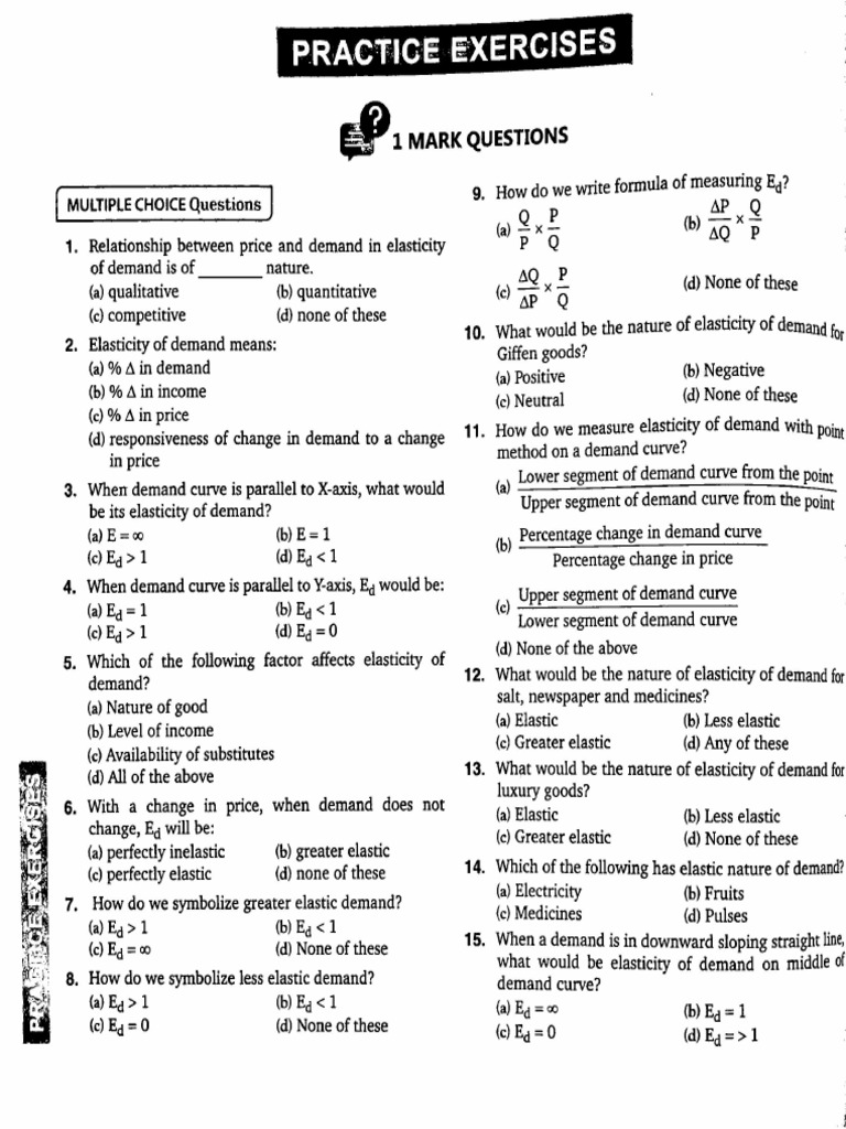 Elasticity of Demand Practice Questions-1-6 | PDF