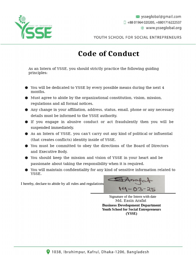 Code of Conduct: I Hereby, Declare To Abide by All Rules and Regulations Solemnly | PDF