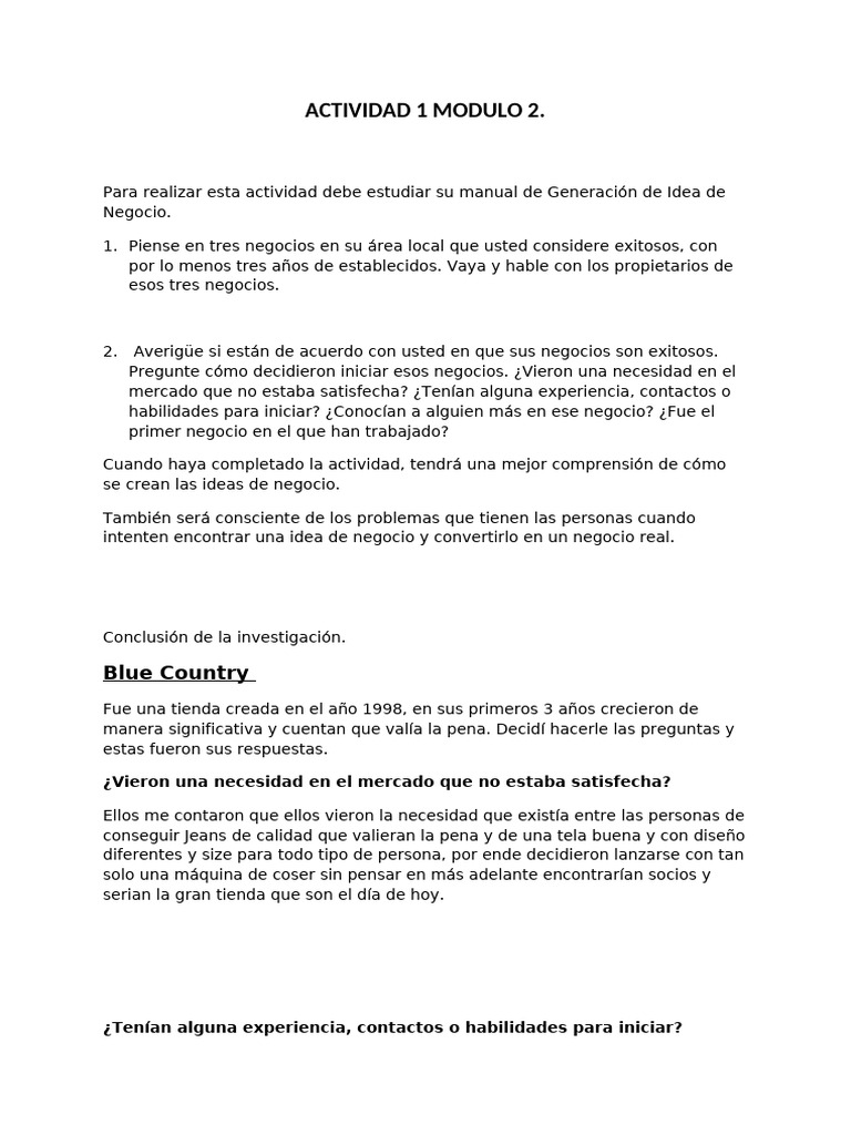 Actividad 1 Modulo 2 | PDF