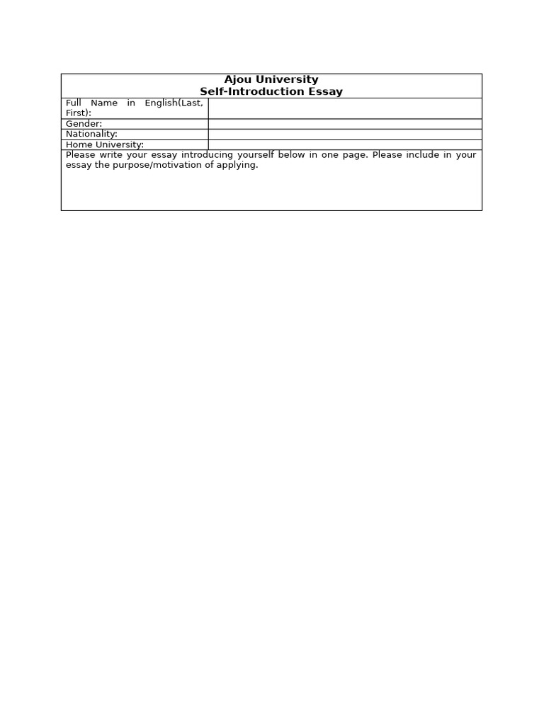 Self-Introduction Essay Guidelines | PDF