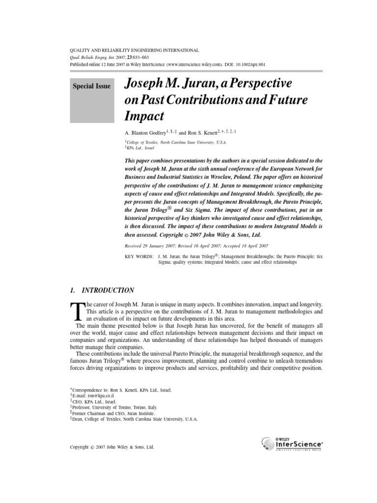 7 GodfreyKenett Joseph M. Juran, A Perspective On Past Contributions ...