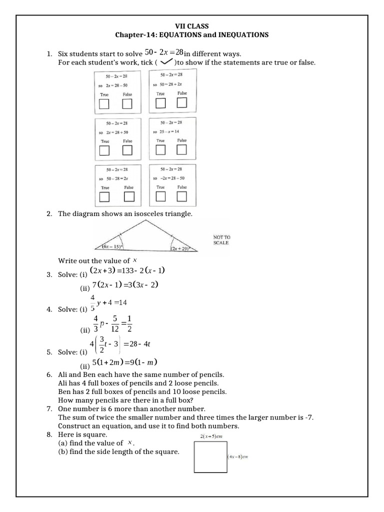 CH 14 - EQUATIONS and INEQUATIONS | PDF | Arithmetic | Euclidean Geometry