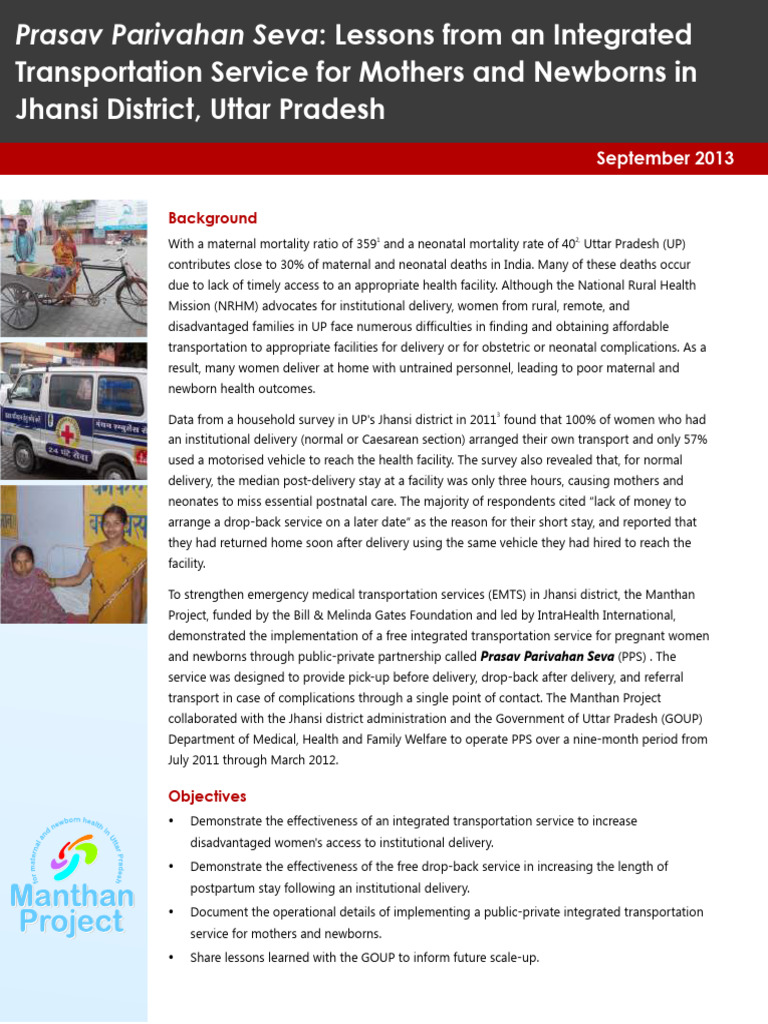 Prasav Parivahan Seva Brief - Final | PDF | Childbirth | Maternal Death