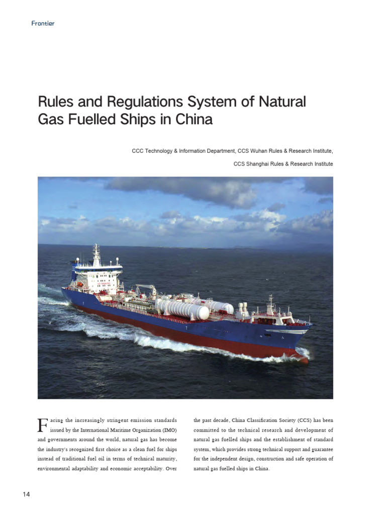 Rules and Regulations System of Natural Gas Fuelled Ships in China ...