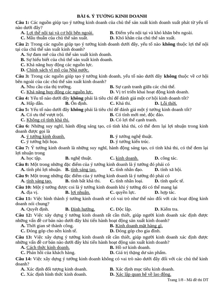 CTST - K11 - CH - Đ - S - Bài 6 - Ý Tư NG Kinh Doanh - Ý Tư NG Kinh Doanh1 | PDF