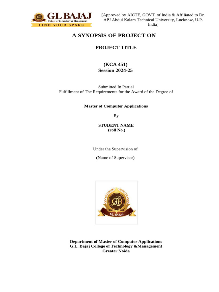 Synopsis format for Project | PDF