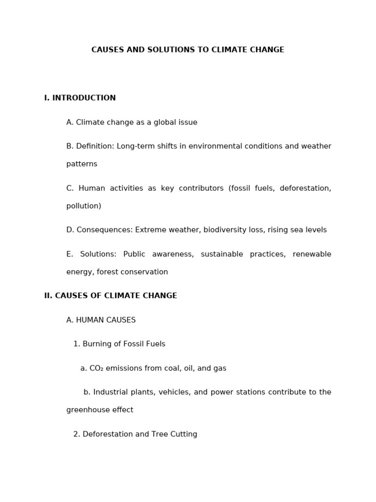 Formatted Climate Change Outline | PDF