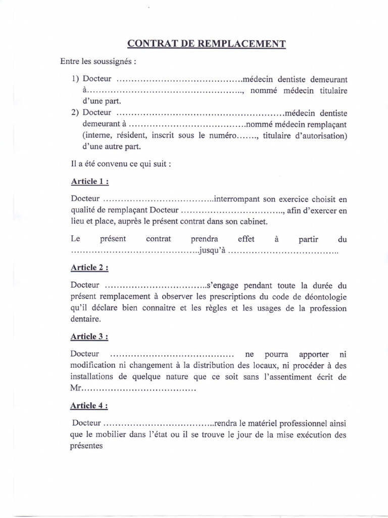 Contrat de Remplacement 1710 | PDF