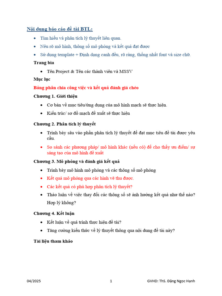 Huong Dan Trinh Bay Bao Cao BTL | PDF