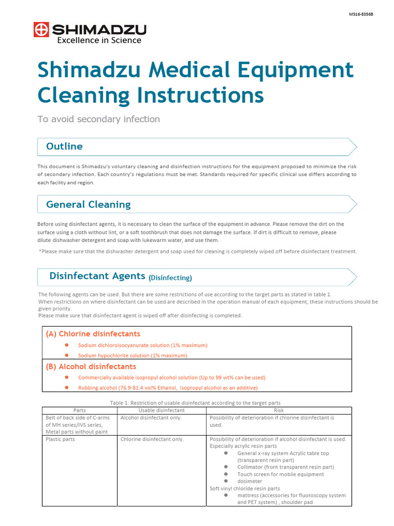 Shimadzu-Cleaning Guid by ZHFMS | PDF | Bleach | Disinfectant