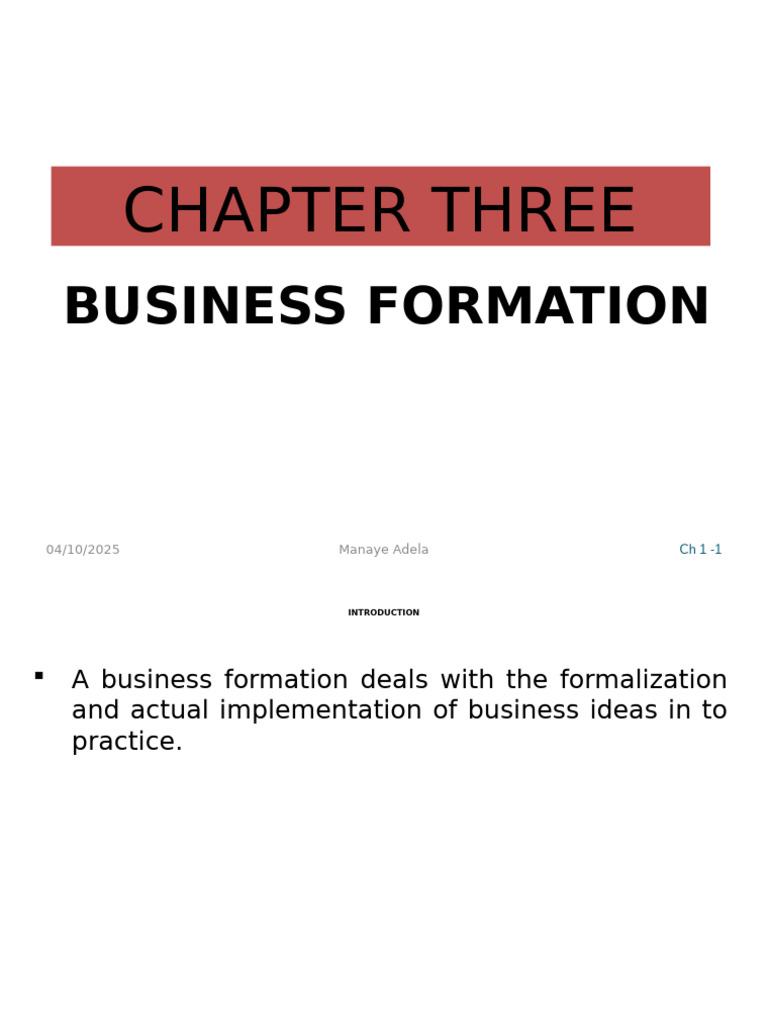 Business Formation and SME Development | PDF | Entrepreneurship | Business