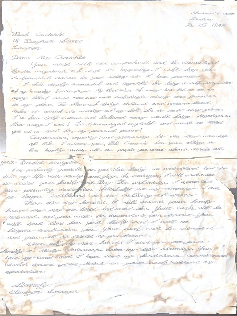 Charles Dickens Cursive Letter From Scrooge to Bob | PDF