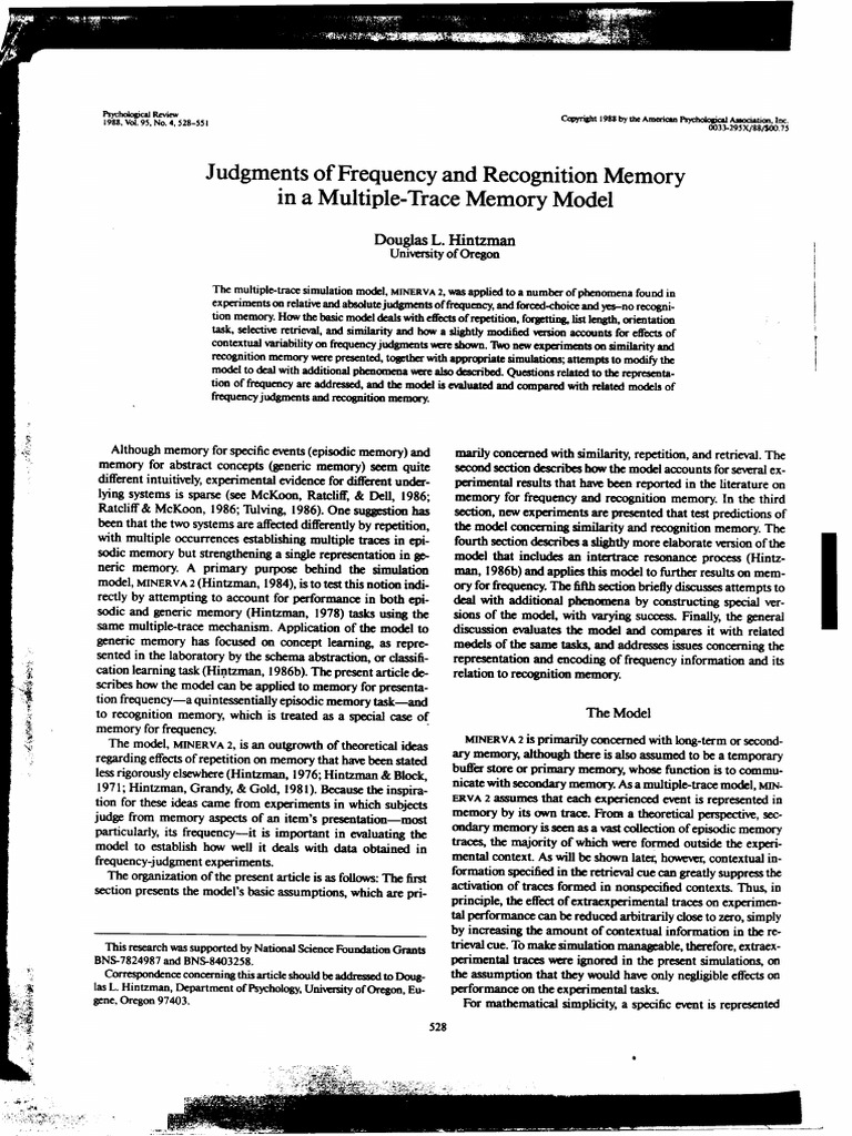 Judgments of Frequency and Recognition M | PDF | Memory | Cognition