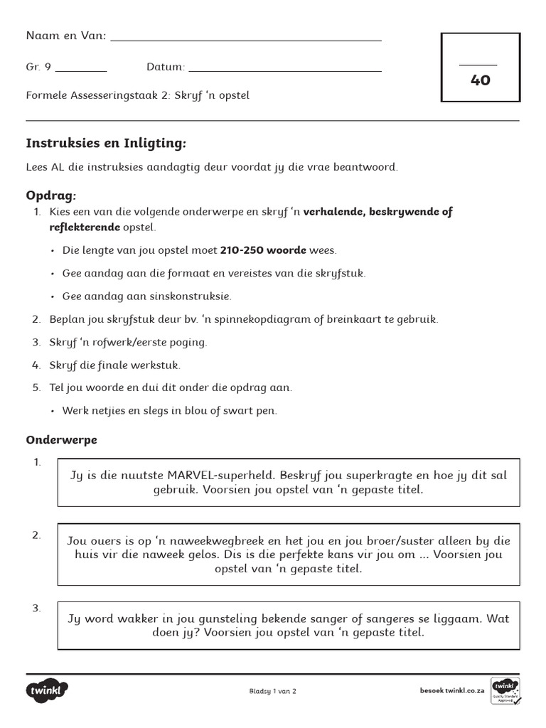 Za Fal 1643655090 Skryf n Opstel Formele Assessering Ver 1 | PDF