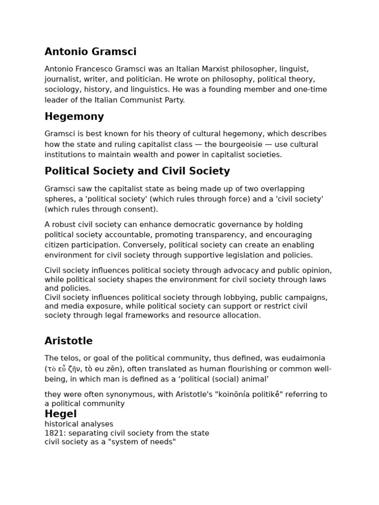 Gramsci's Theory of Hegemony Explained | PDF | Civil Society | Public Sphere
