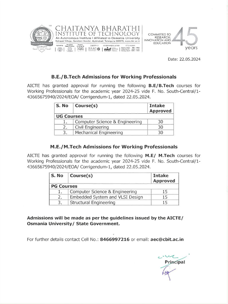 B.E-M.E-MTech-Admissions-for-Working-Professionals-2024-2025 | PDF