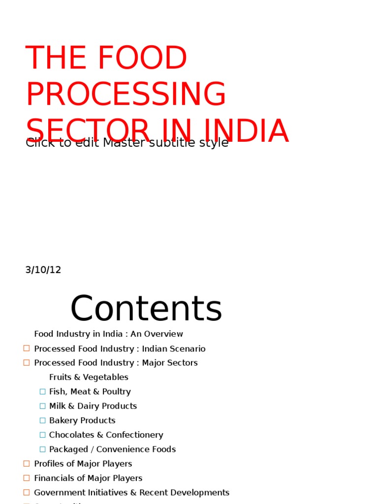 The Food Processing Sector in India | PDF | Convenience Food | Foods
