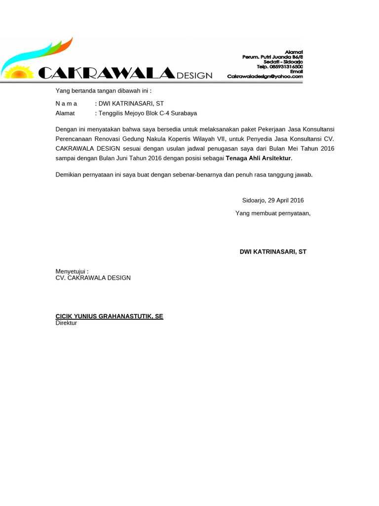 1 Surat Tugas Arsitek | PDF