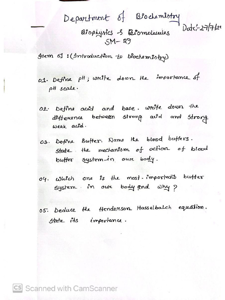 Biochemistry Assignment Questions | PDF