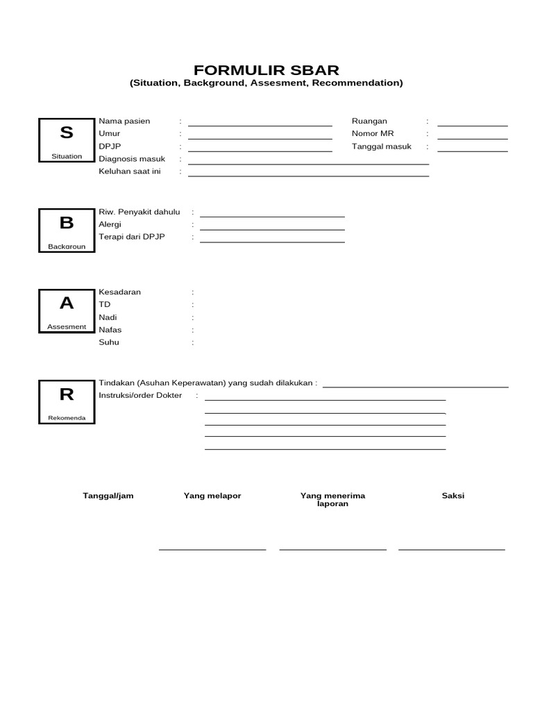 Formulir Sbar | PDF