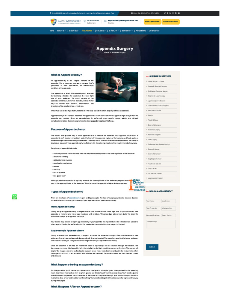 Appendix Surgery Options in Pune | PDF | Gastroenterology | Medical ...