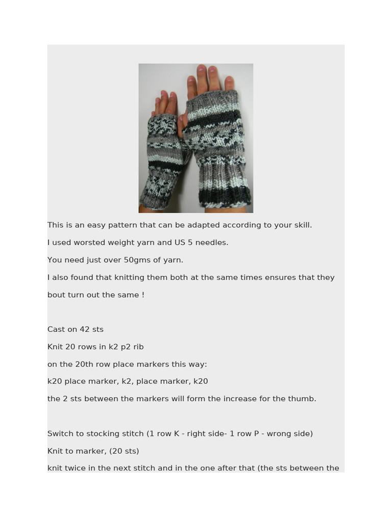 Fingerless Gloves Pattern 2 | PDF