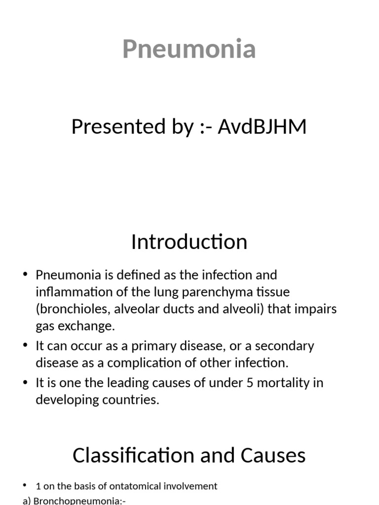 Pneumonia in Children: Causes & Management | PDF | Pneumonia | Lung