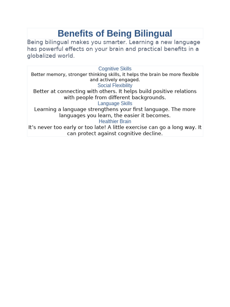 Advantages of Being Bilingual | PDF