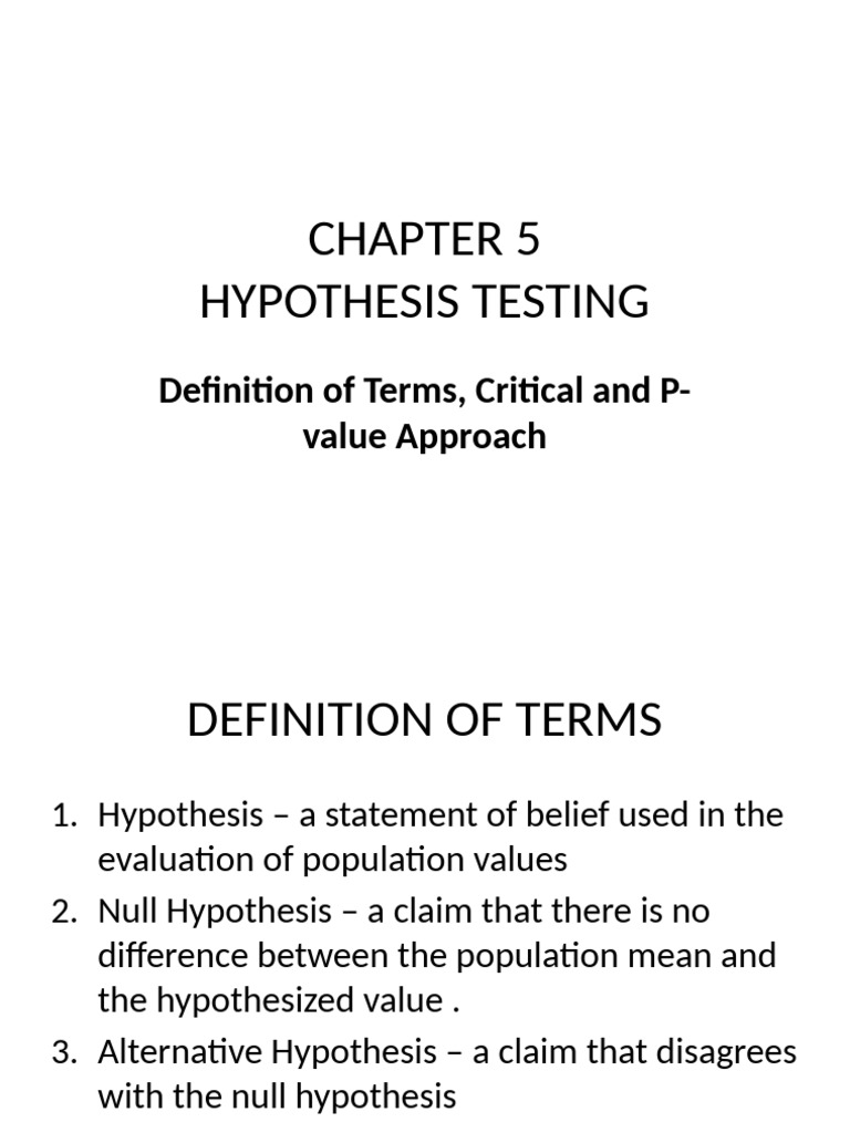 Chapter 5 Hypothesis Testing | PDF | Type I And Type Ii Errors | P Value