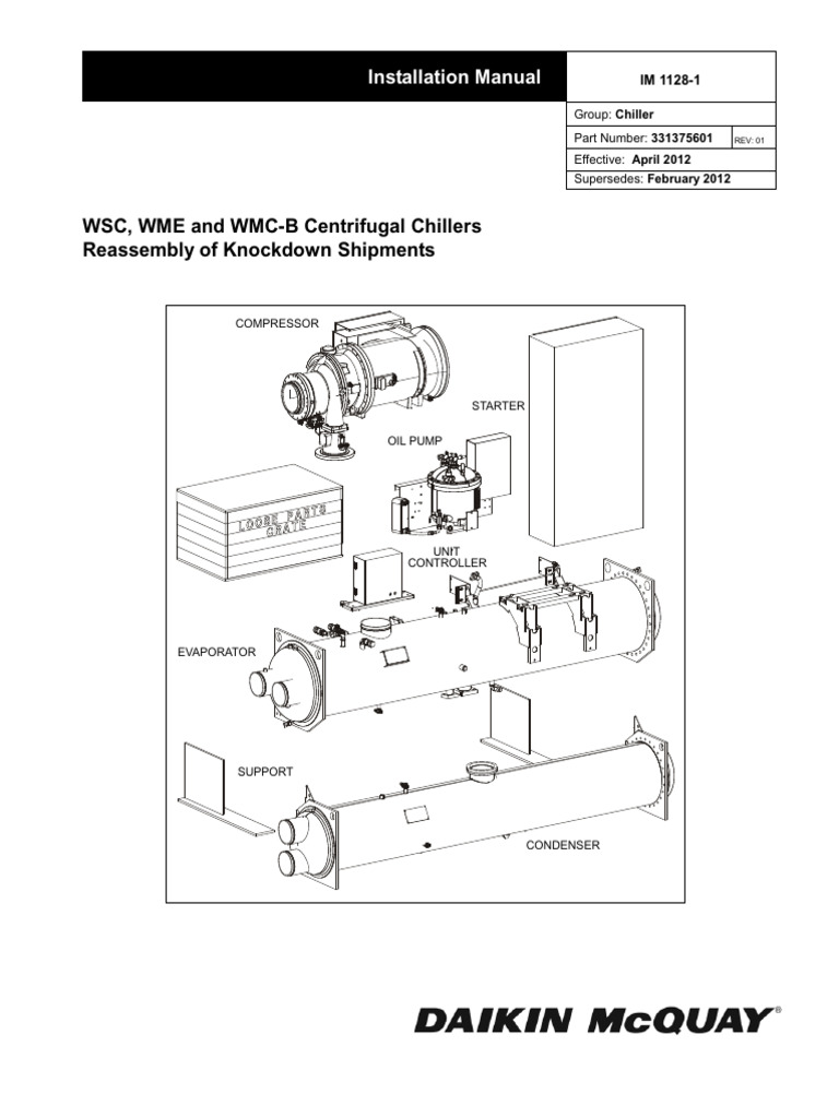 Installation Manual WSC, WME and WMC-B Centrifugal Chillers ... | PDF ...