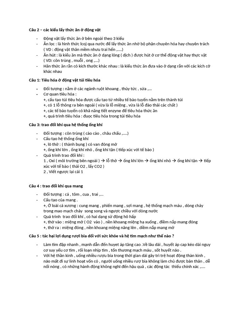 phao sinh học phần tự luận | PDF