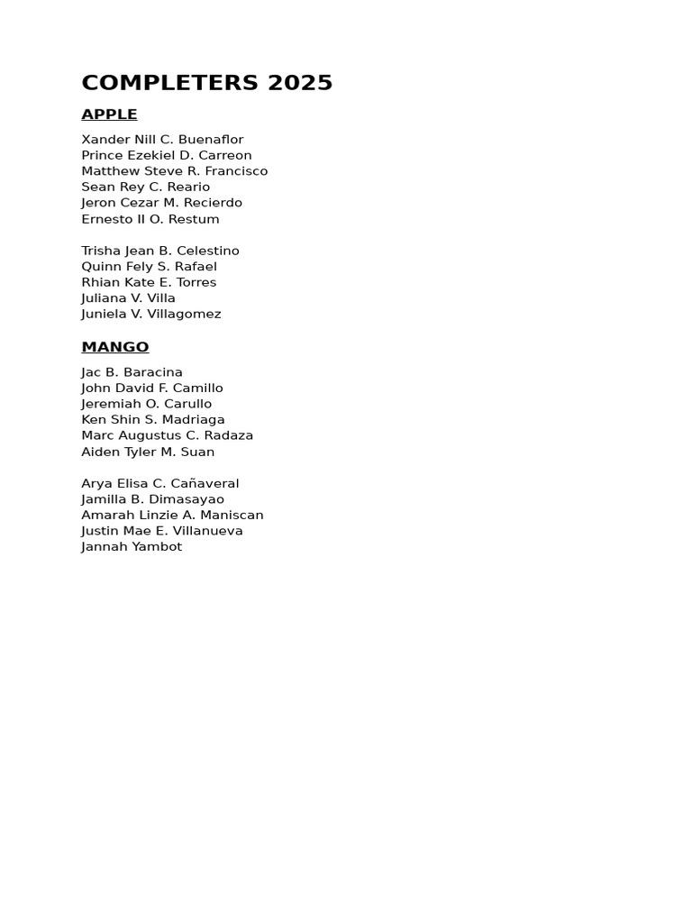 Completers Apple&Mango | PDF