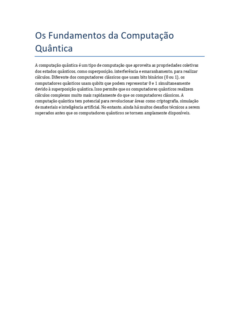 Fundamentos Computacao Quantica Pdf
