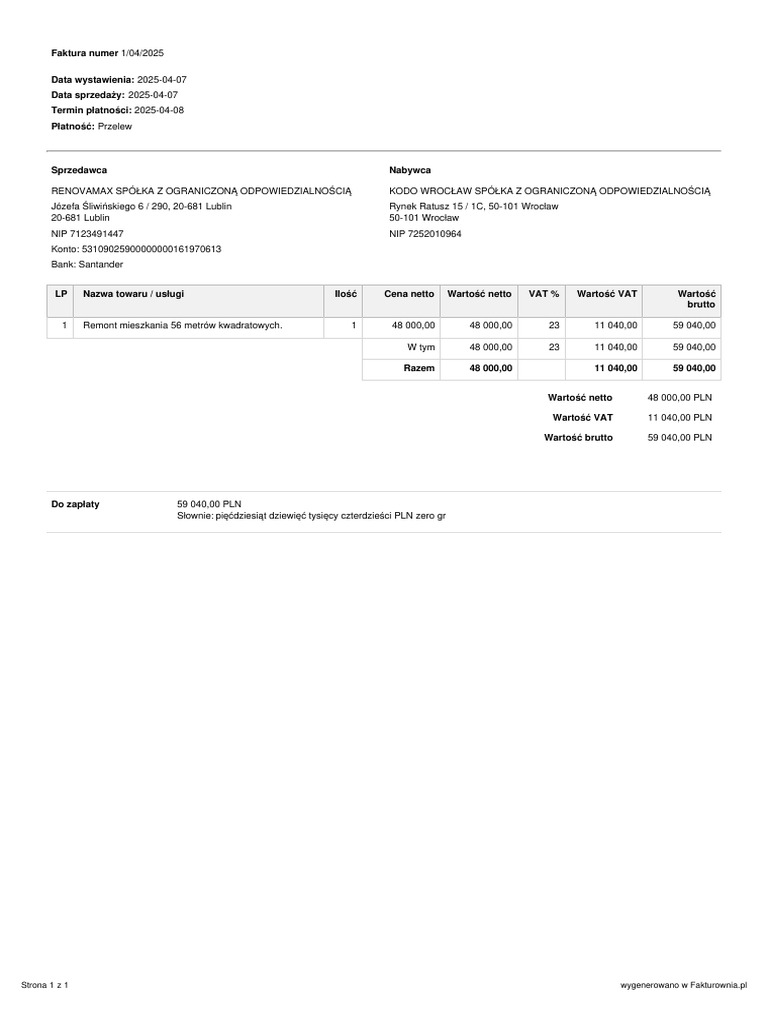 Faktura 1 04 2025 | PDF