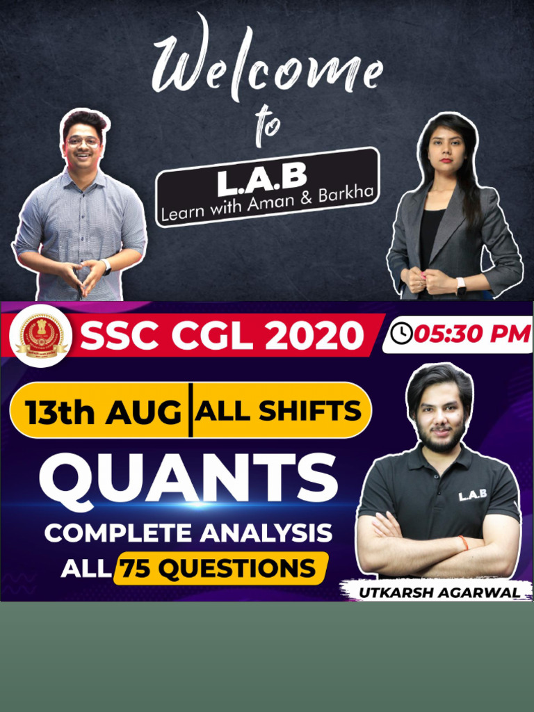 SSC CGL Quants Analysis-1 by Utkarsh Sir | PDF