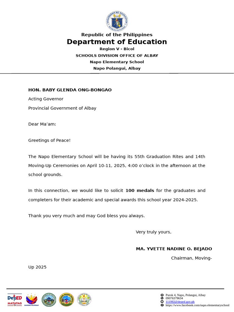 Solicitation for Graduation Medals 2025 | PDF