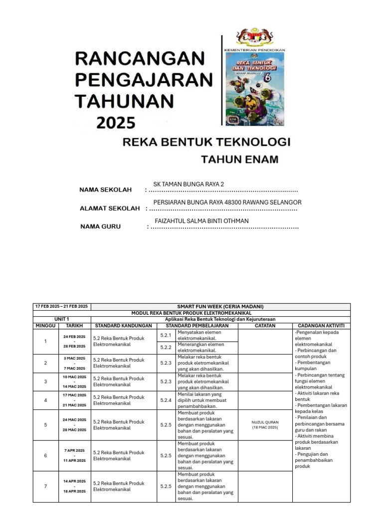 Rencana Pembelajaran Reka Bentuk Produk | PDF