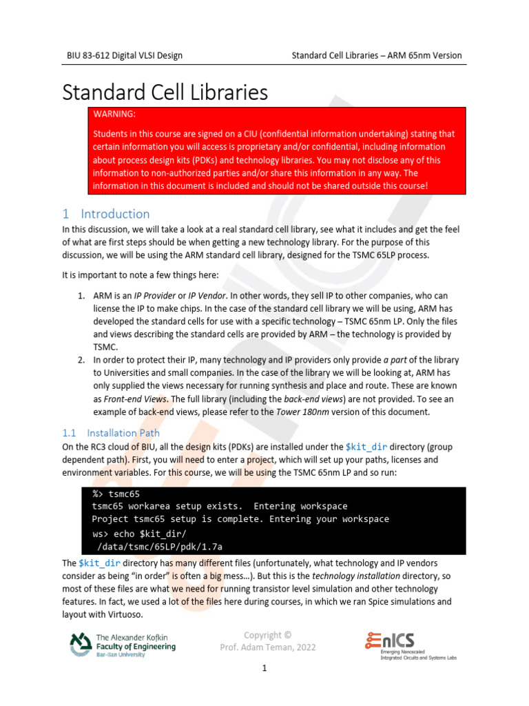 03-Standard Cell Libraries - ARM 65nm - 2024-25 RC3 | PDF | Electrical Engineering | Electronic ...